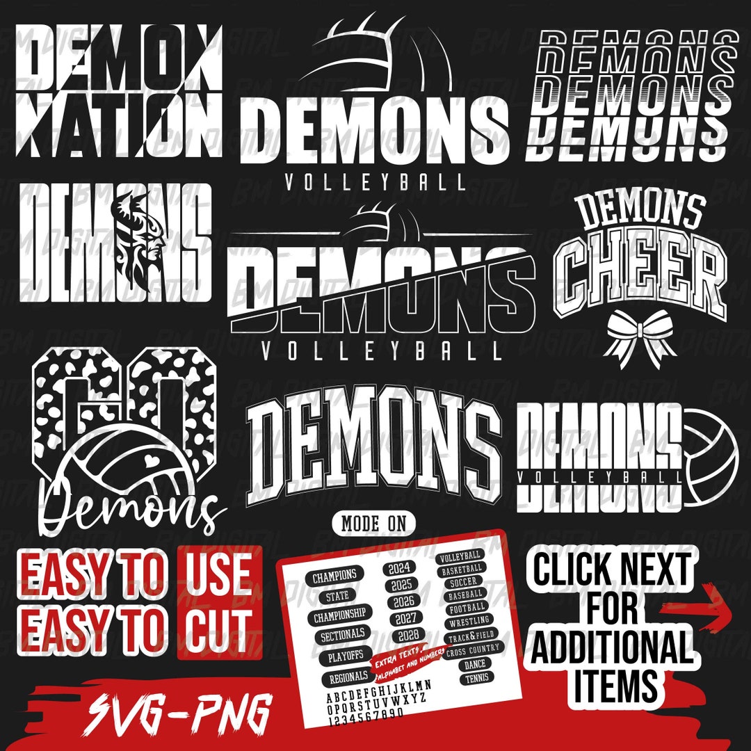 Demons Volleyball Bundle, 9x SVG and 18x PNG File, School Team Svg ...