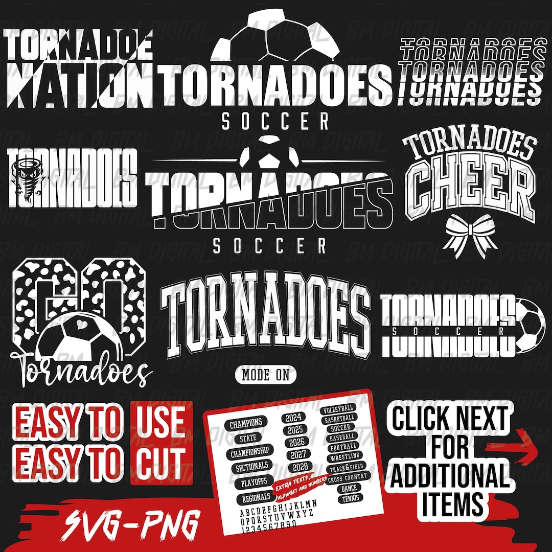 Tornadoes Soccer Bundle, 9x SVG and 18x PNG File, School Team Svg ...
