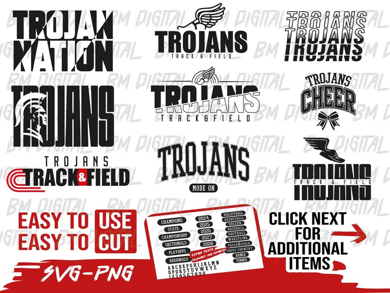 Trojans Track and Field Bundle, 9x SVG and 18x PNG File, School Team ...