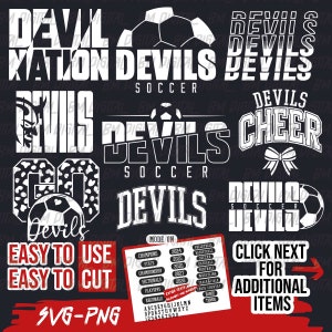 Devils Soccer Bundle, 9x SVG and 18x PNG File, School Team Svg, Devils ...