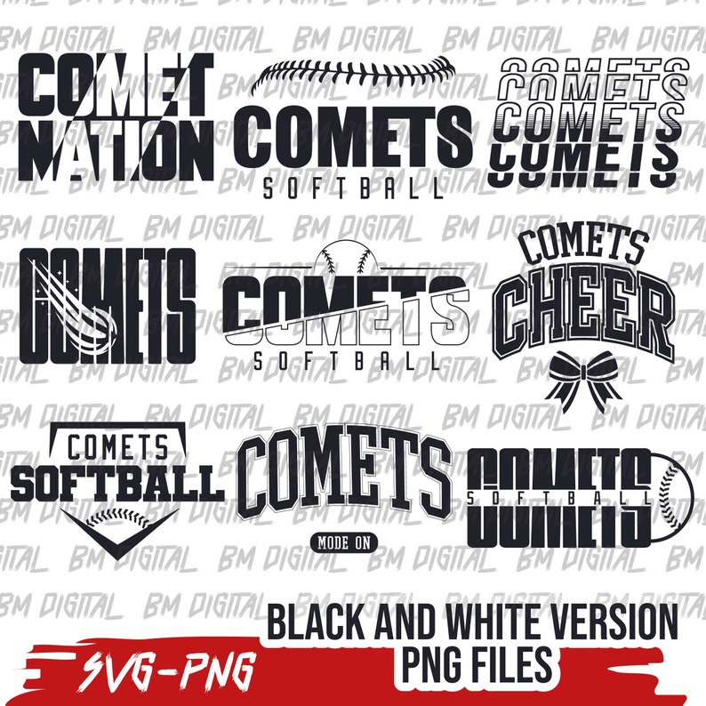 Comets Softball Bundle, SVG and PNG File, School Team Svg, Comets ...