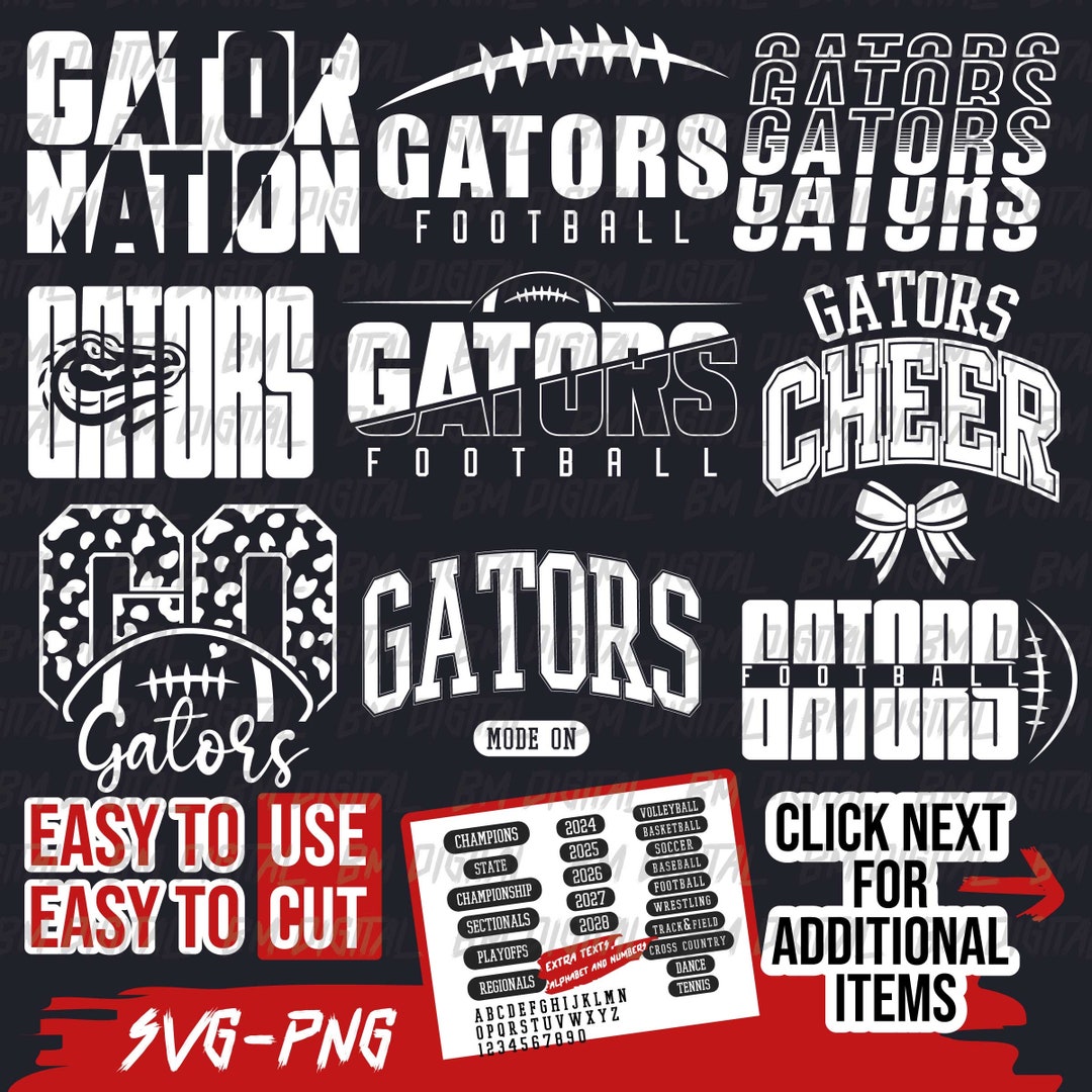 Gators Football Bundle, 9x SVG and 18x PNG File , School Team Svg ...