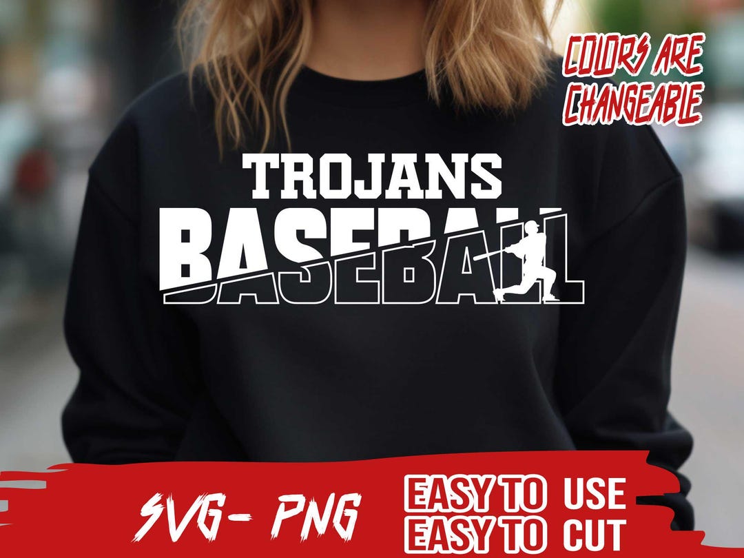 Trojans Baseball SVG and PNG Design, Mascot Png File, School Team Svg ...