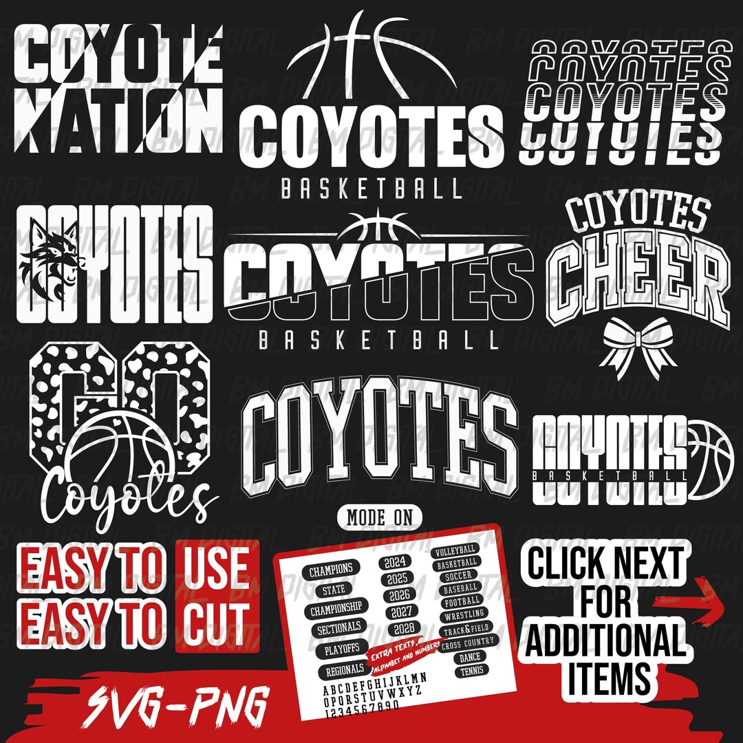 Coyotes Basketball Bundle, 9x SVG and 18x PNG File, School Team Svg ...
