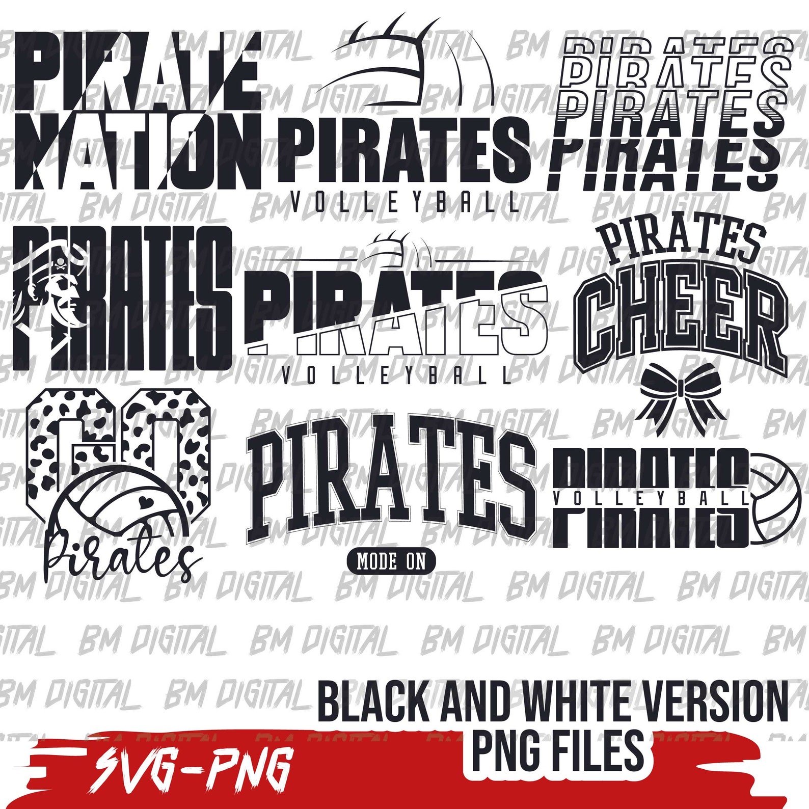 Pirates Volleyball Bundle, 9x SVG and 18x PNG File, School Team Svg ...