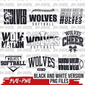 Wolves Softball Bundle, 9x SVG and 18x PNG File , School Team Svg ...