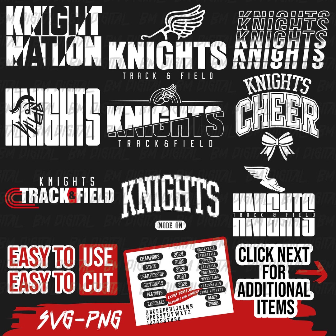 Knights Track and Field Bundle, 9x SVG and 18x PNG File, School Team ...