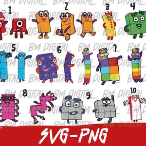 Numberblocks Svg Bundle, Birthday Cartoon Png-svg, Layered Number ...