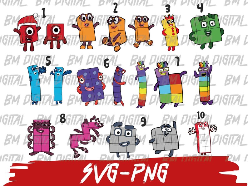 Numberblocks Svg Bundle, Birthday Cartoon Png-svg, Layered Number ...