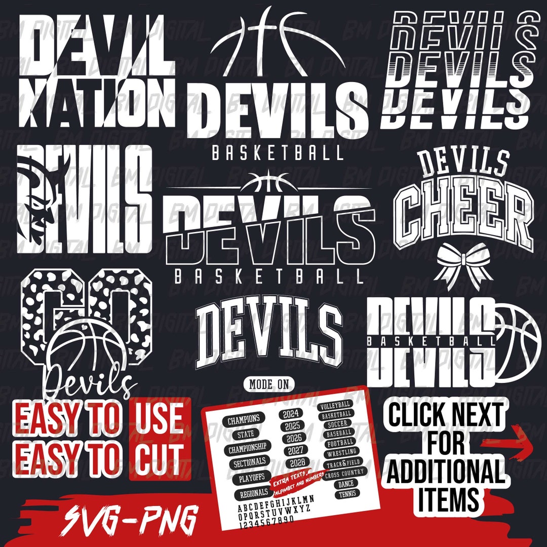 Devils Basketball Bundle, 9x SVG and 18x PNG File , School Team Svg ...