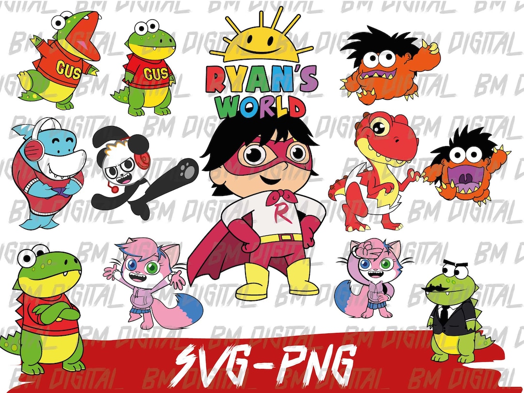 Ryan’s World Birthday SVG 12+ Characters Combo Panda Svg Digital ...