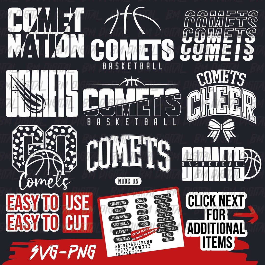 Comets Basketball Bundle, SVG and PNG File , School Team Svg, Comets ...