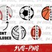 Half Split Balls Svg-png, Cracked Ball Svg, Monogram Ball Bundle, Free ...
