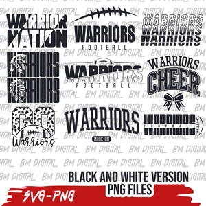 Warriors Football Bundle, 9x SVG and 18x PNG File , School Team Svg ...