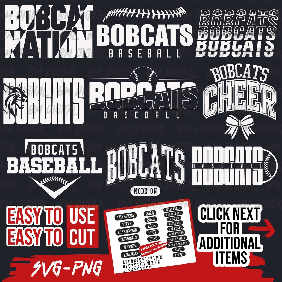 Bobcats Baseball Bundle, 9x SVG and 18x PNG File, School Team Svg ...