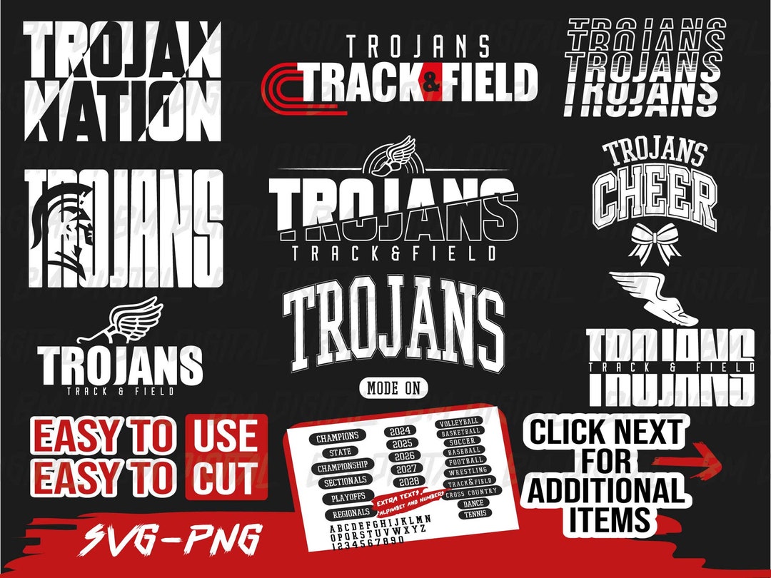 Trojans Track and Field Bundle, 9x SVG and 18x PNG File, School Team ...