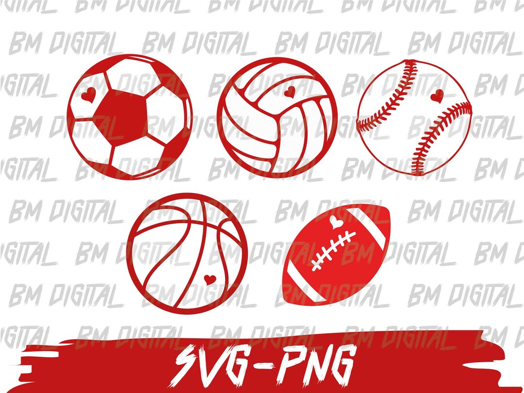 Cute Sports Ball Svg-png Bundle, Sublimation, Football, Basketball ...