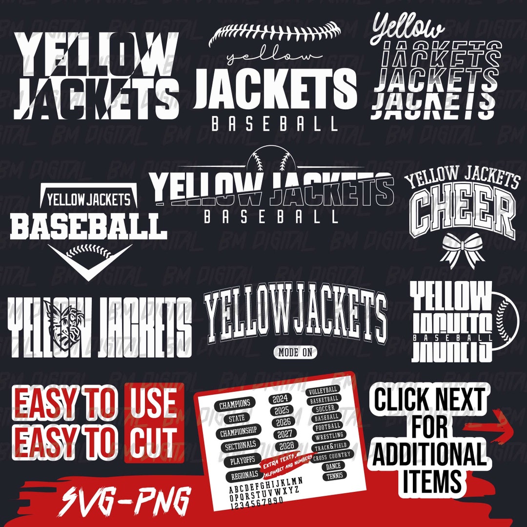 Yellow Jackets Baseball Bundle, 9x SVG and 18x PNG File, School Team ...