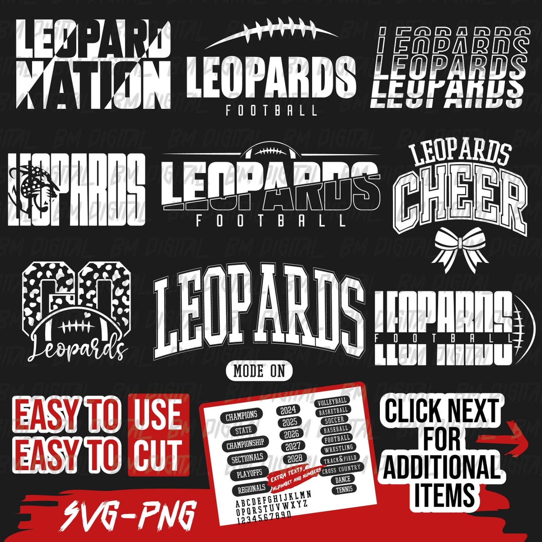 Leopards Football Bundle, 9x SVG and 18x PNG File, School Team Svg ...