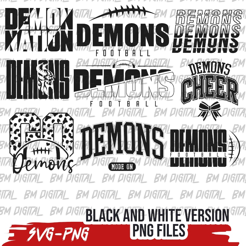 Demons Football Bundle, 9x SVG and 18x PNG File, School Team Svg ...