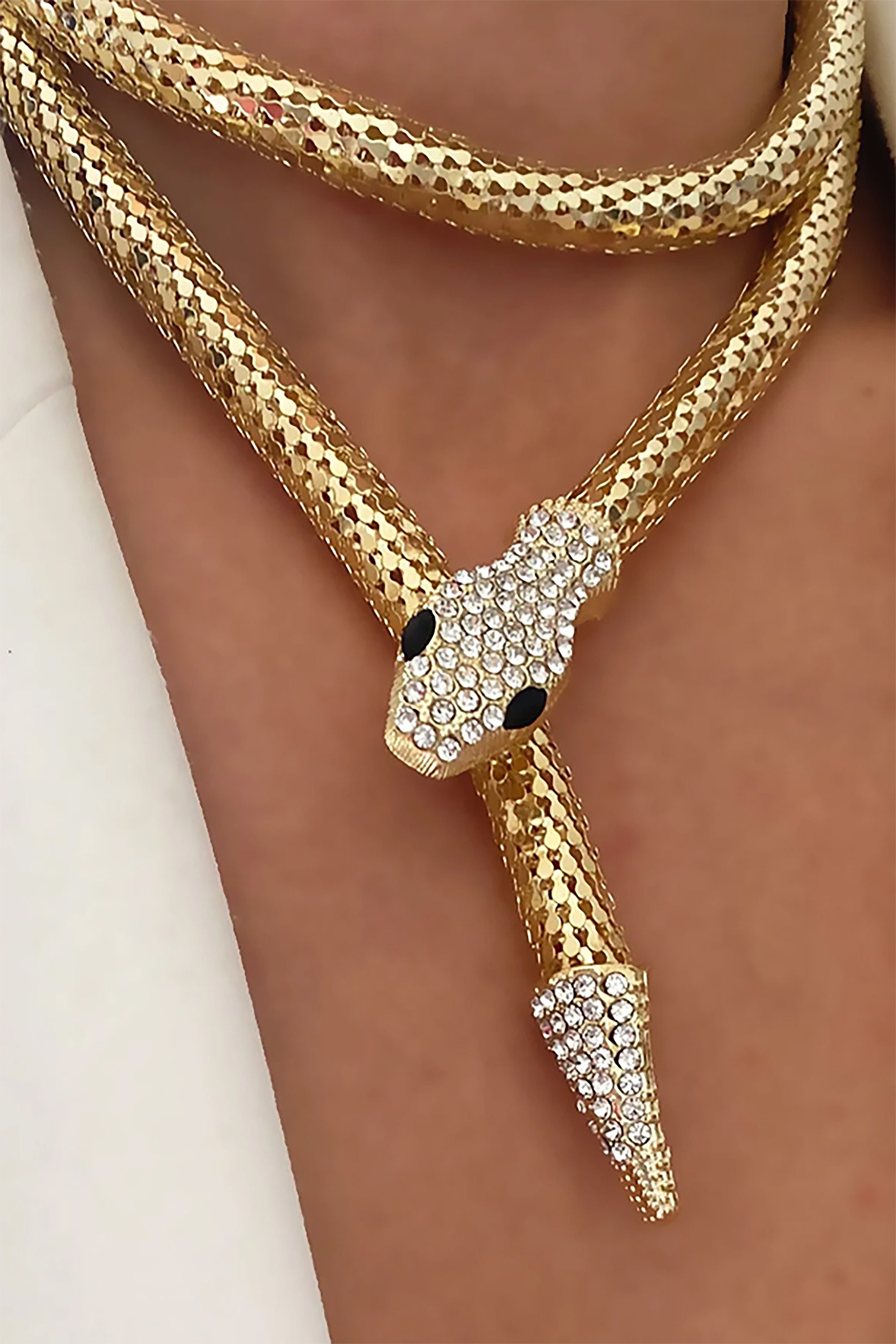 Snake Choker Necklace, Snake Necklace, Snake Punk Necklace, Gold Snake ...