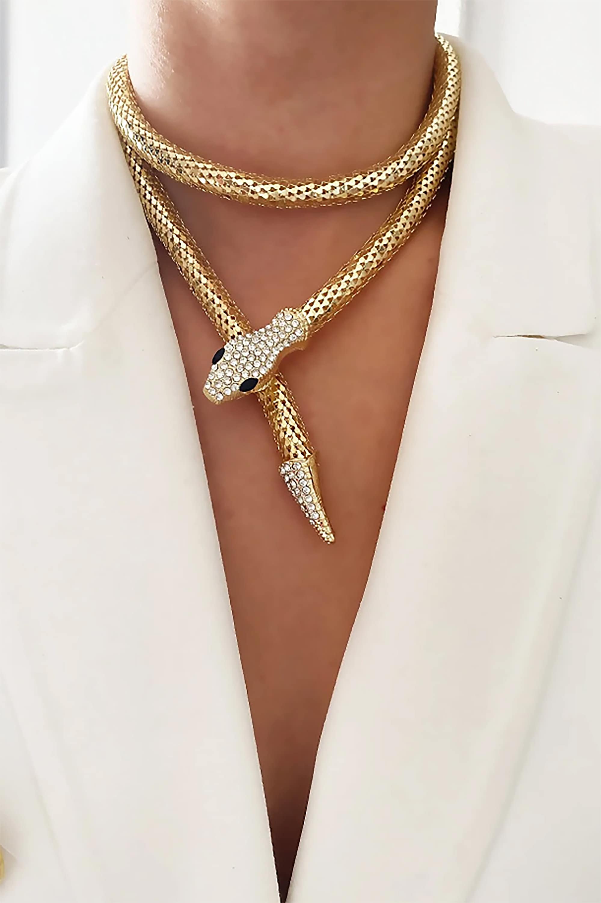 Snake Choker Necklace, Snake Necklace, Snake Punk Necklace, Gold Snake ...