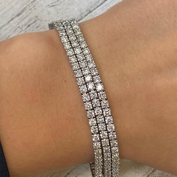 Double Row Diamond Tennis Bracelet - Etsy