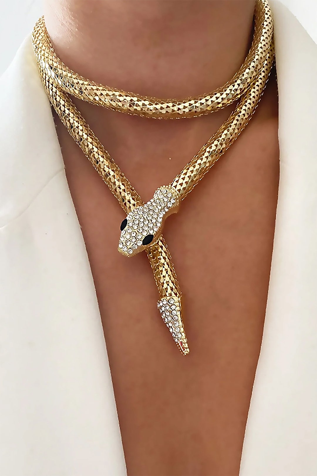 Snake Choker Necklace, Snake Necklace, Snake Punk Necklace, Gold Snake ...