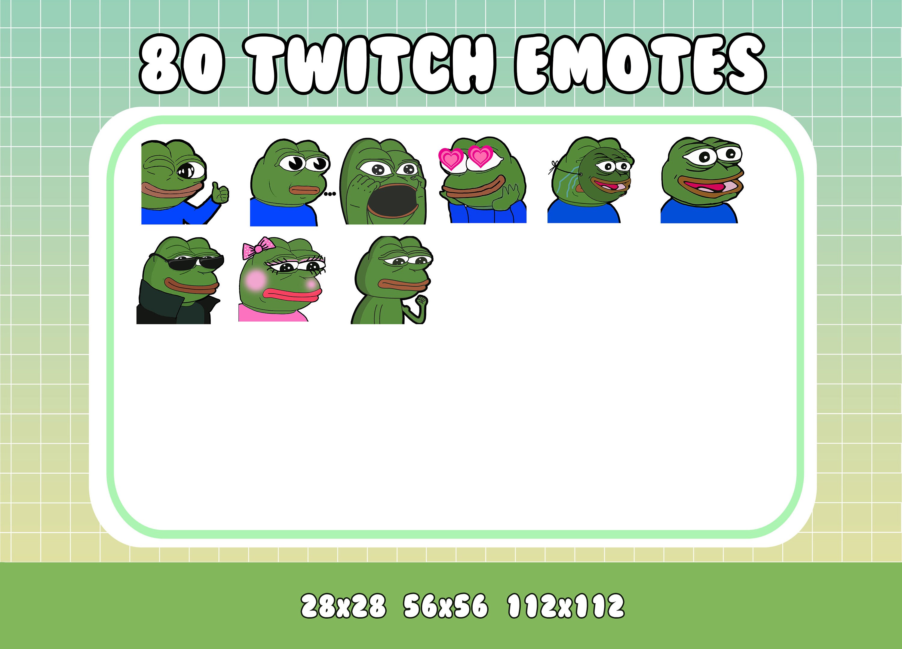 80 Pepe the Frog Pepega Kermit Twitch Emotes Pack Cute - Etsy Australia