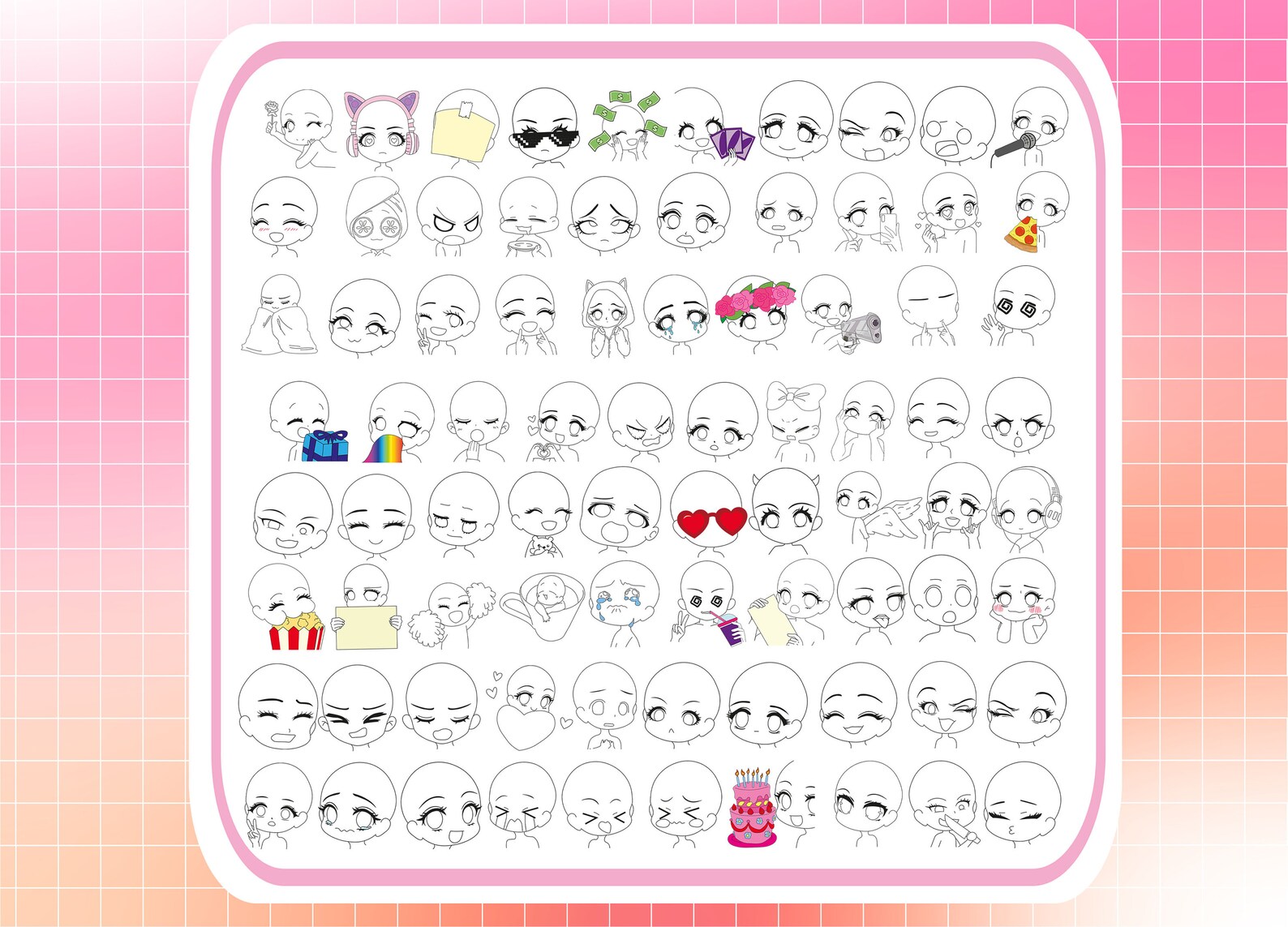 80 DIY Cute Emote Bases for Twitch Youtube or Discord Emote - Etsy