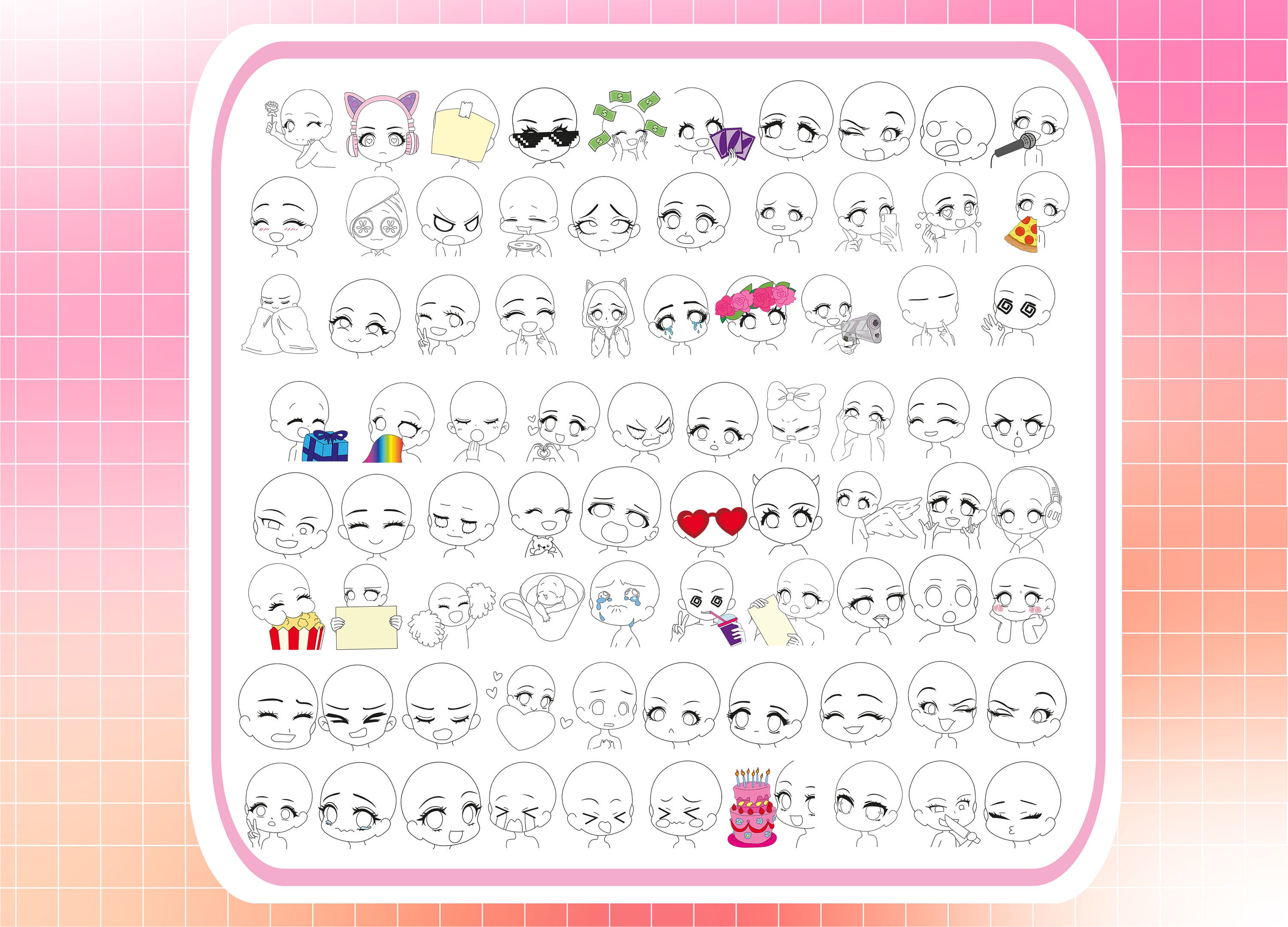 80 DIY Cute Emote Bases for Twitch, Youtube or Discord | Emote Base ...
