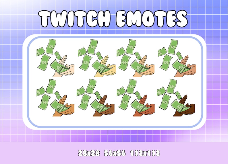 Money Hands Donation Emote | 16 Skin Tones | Twitch Emotes | Meme ...