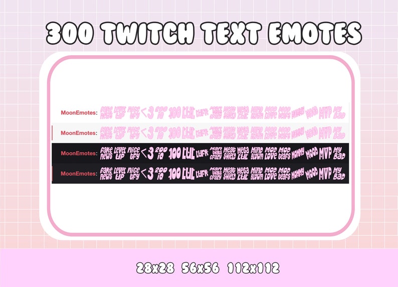 300 Pink Text Twitch Emotes | Kawaii Streamer Emote Set (digital ...