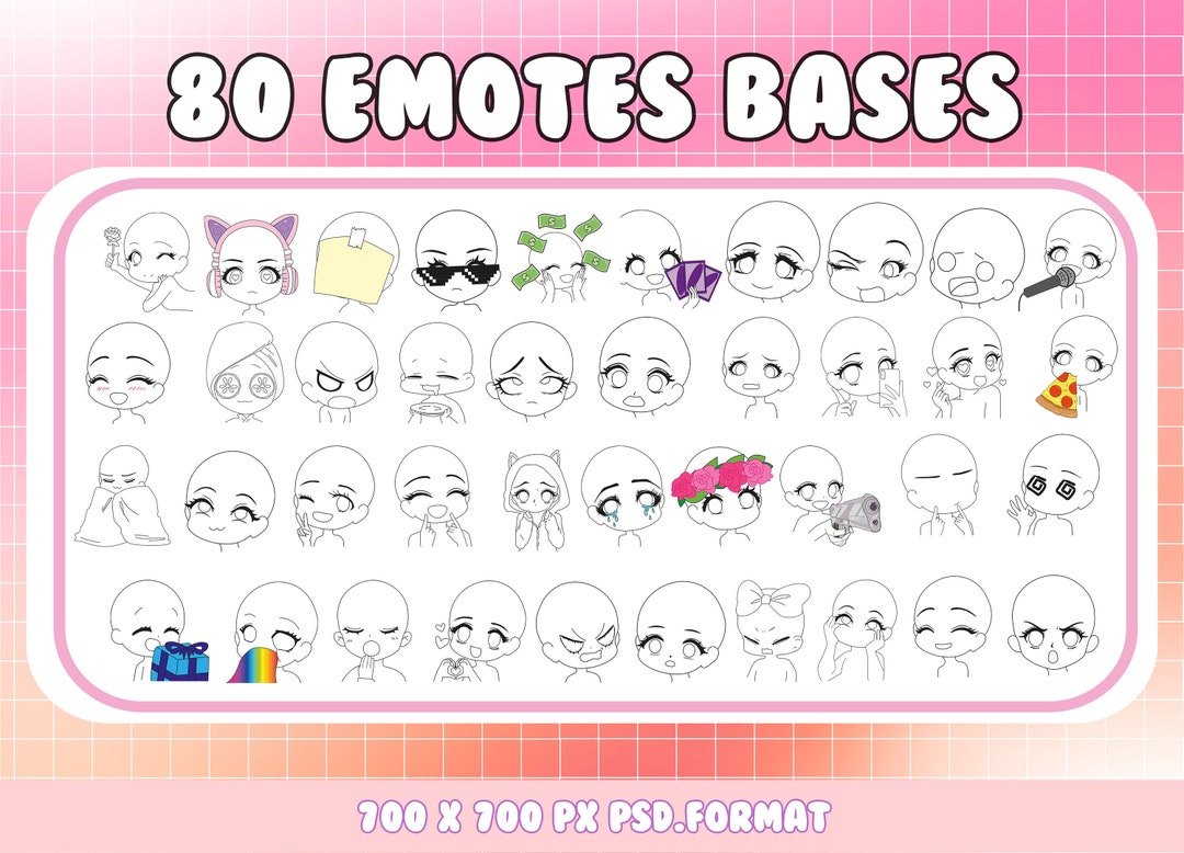 80 DIY Cute Emote Bases for Twitch, Youtube or Discord | Emote Base ...
