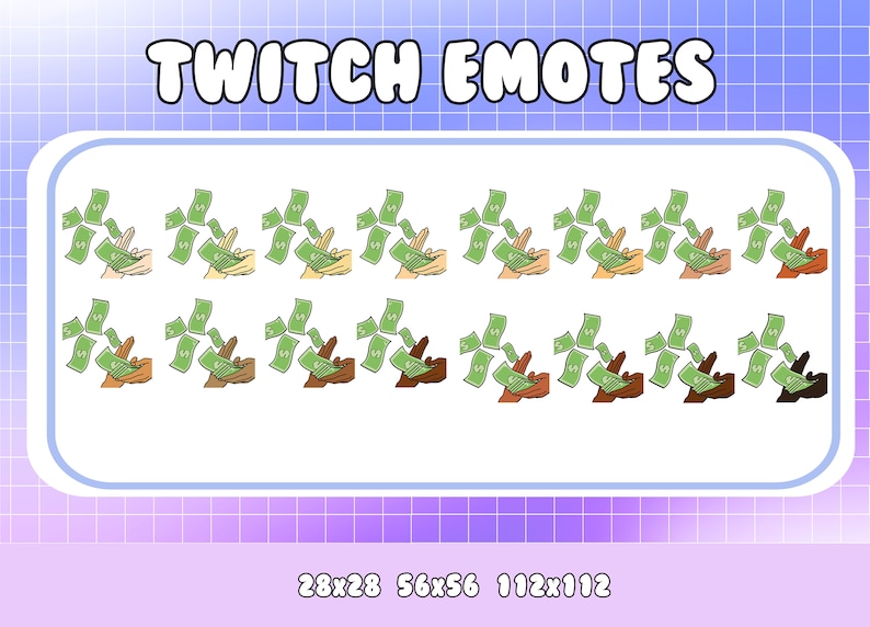 Money Hands Donation Emote | 16 Skin Tones | Twitch Emotes | Meme ...