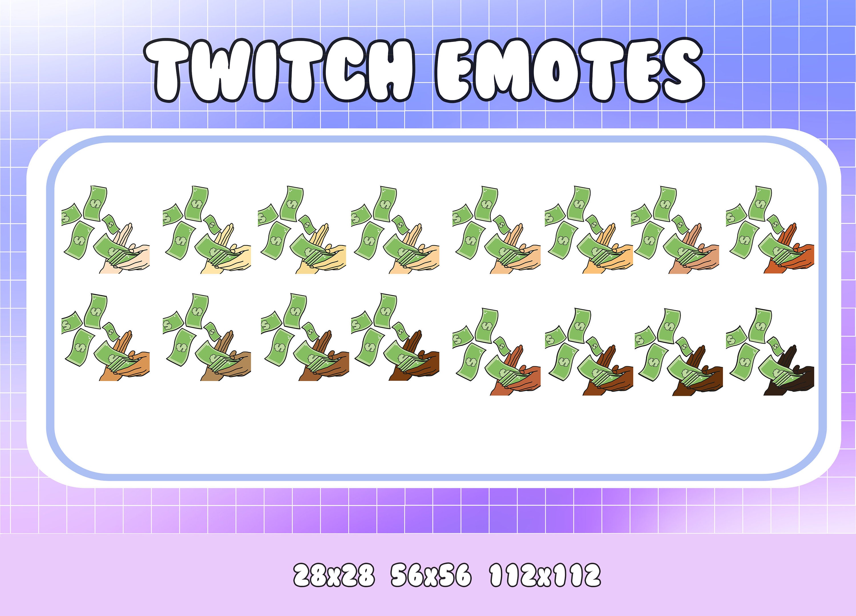 Money Hands Donation Emote | 16 Skin Tones | Twitch Emotes | Meme ...