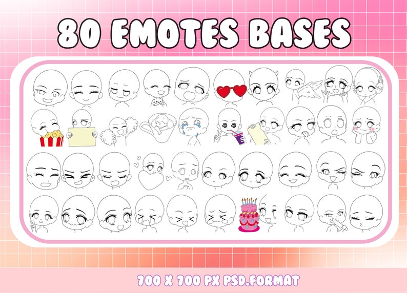 80 DIY Cute Emote Bases for Twitch, Youtube or Discord | Emote Base ...