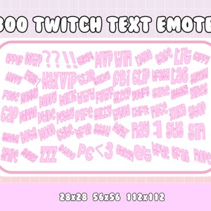 300 Pink Text Twitch Emotes | Kawaii Streamer Emote Set (digital ...