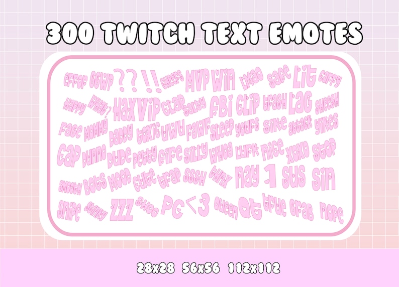 300 Pink Text Twitch Emotes | Kawaii Streamer Emote Set (digital ...