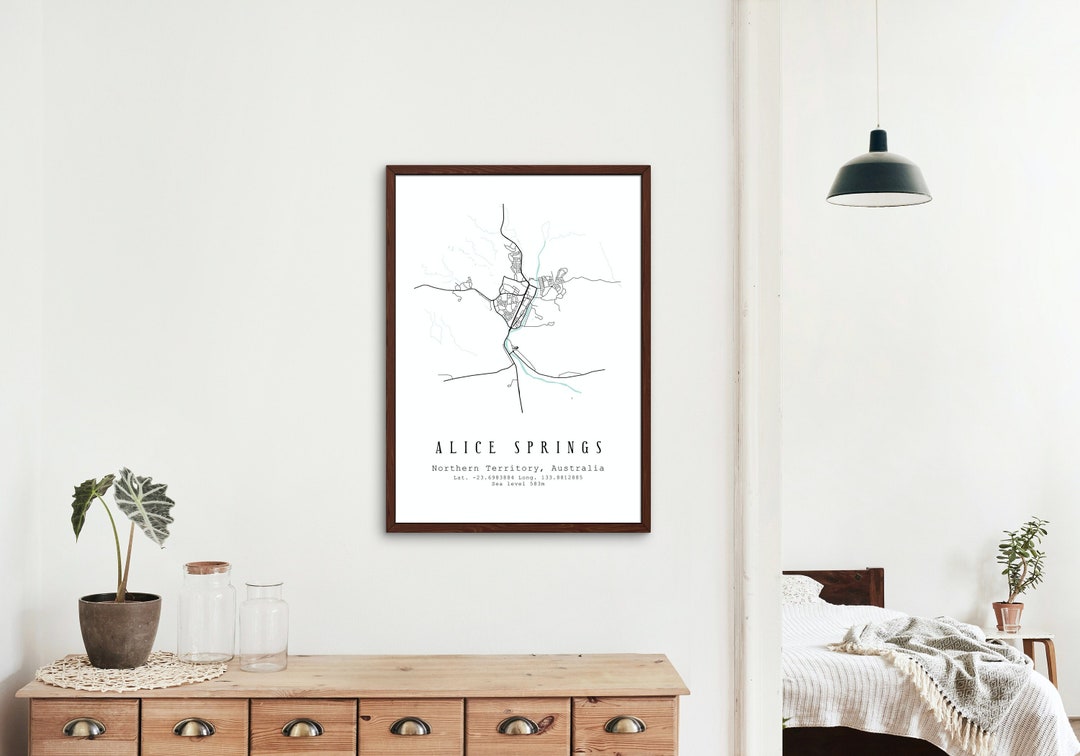 Alice Springs Map Poster, Print, Australia, Round Map, City Poster ...