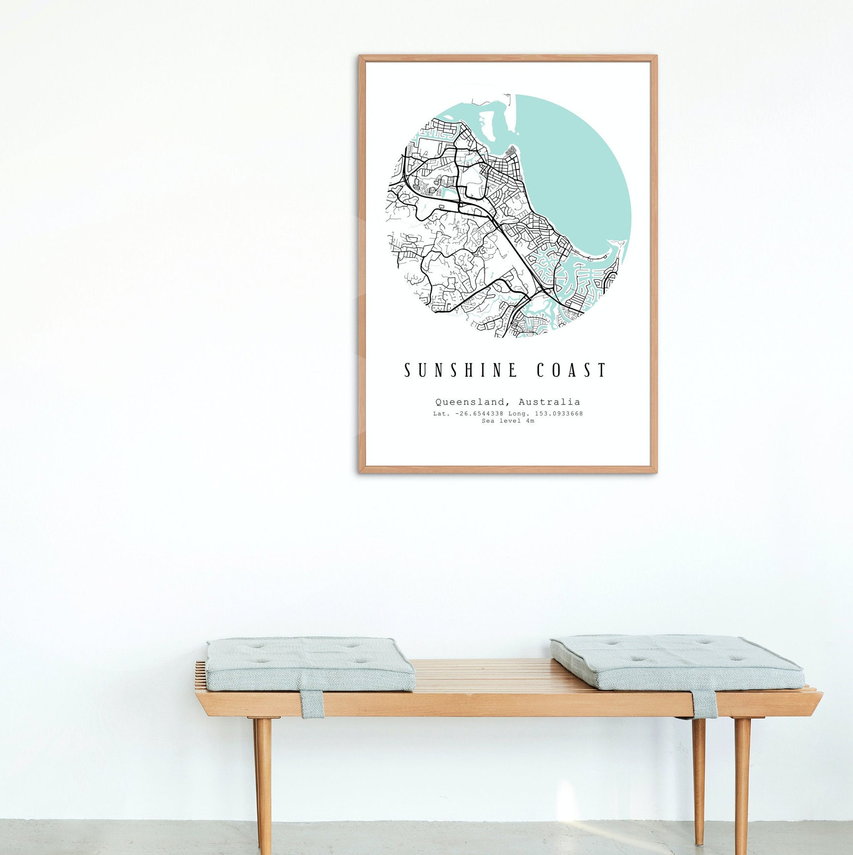 Sunshine Coast Map Print Poster, Australia, Round Map, City Poster ...