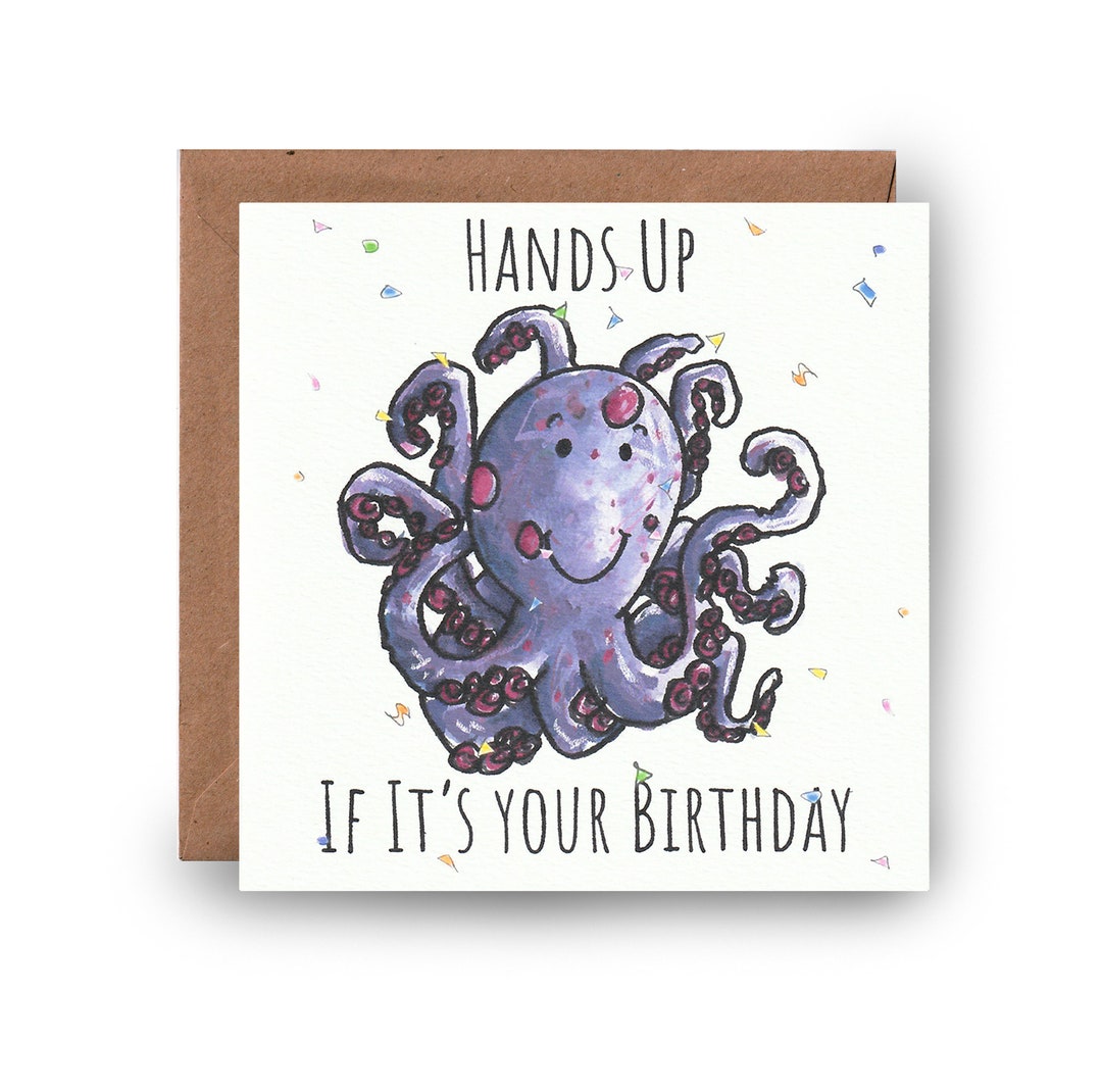 Hand-drawn Octopus Birthday Card, Personalised - Etsy