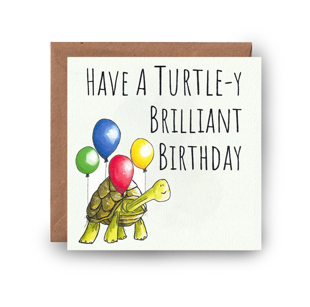 Hand-drawn Turtle Pun Birthday Card, Recycled Card - Etsy