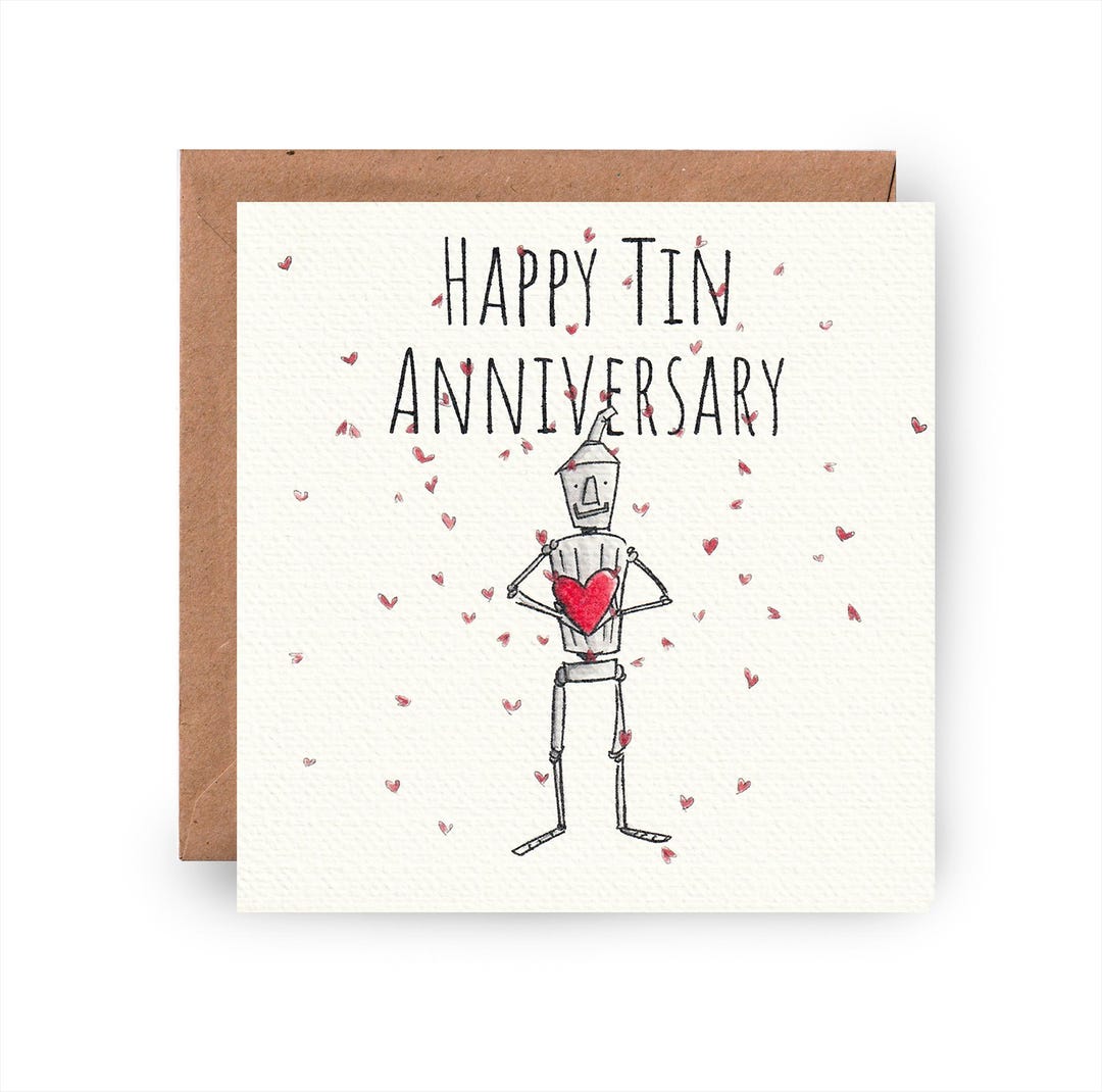 Tin Anniversary Card, 10th Anniversary Card, Happy Tin Anniversary Card ...