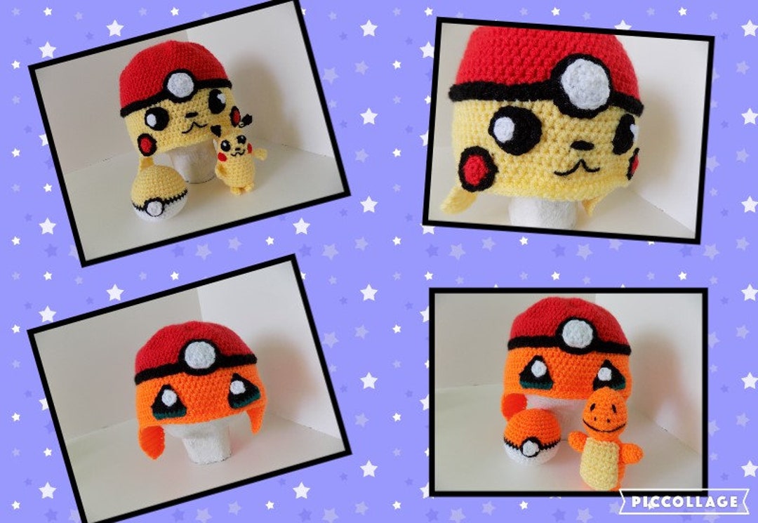 Digital Crochet Pattern, Hat, Pokémon Pikachu, Charmander, Toddler ...