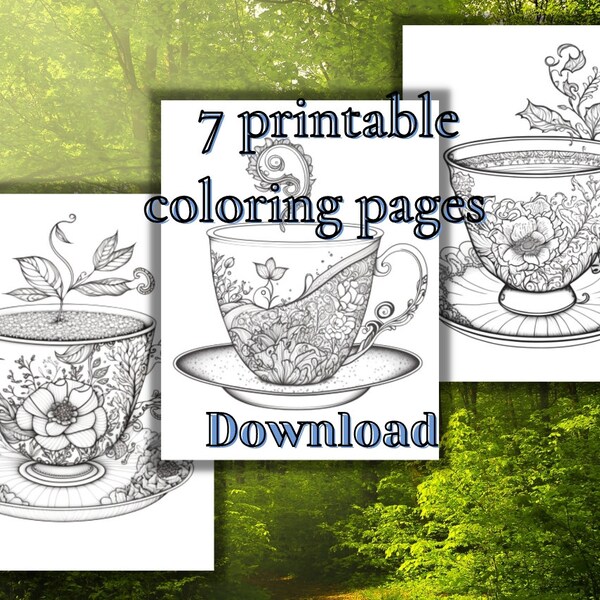Pdf Tea Cup Coloring Pages - Etsy