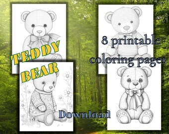 Printable Teddy Bear Coloring Pages for Kids and Adults 90 Pages ...