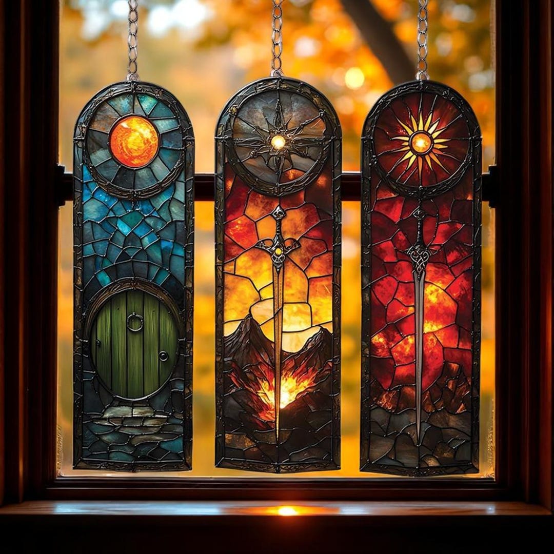 Middle Earth Stained Glass Suncatcher, Lord of the Rings Inspired ...