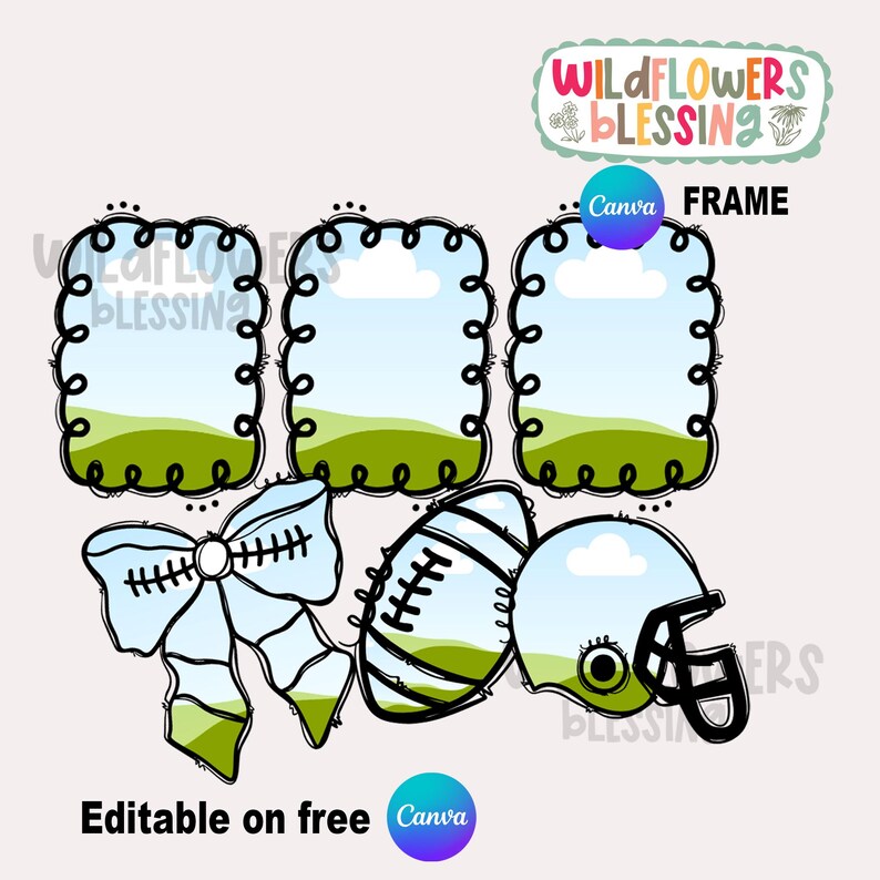 Editable Canva Frame Template, Doodle Football Coquette Frame, Fall ...