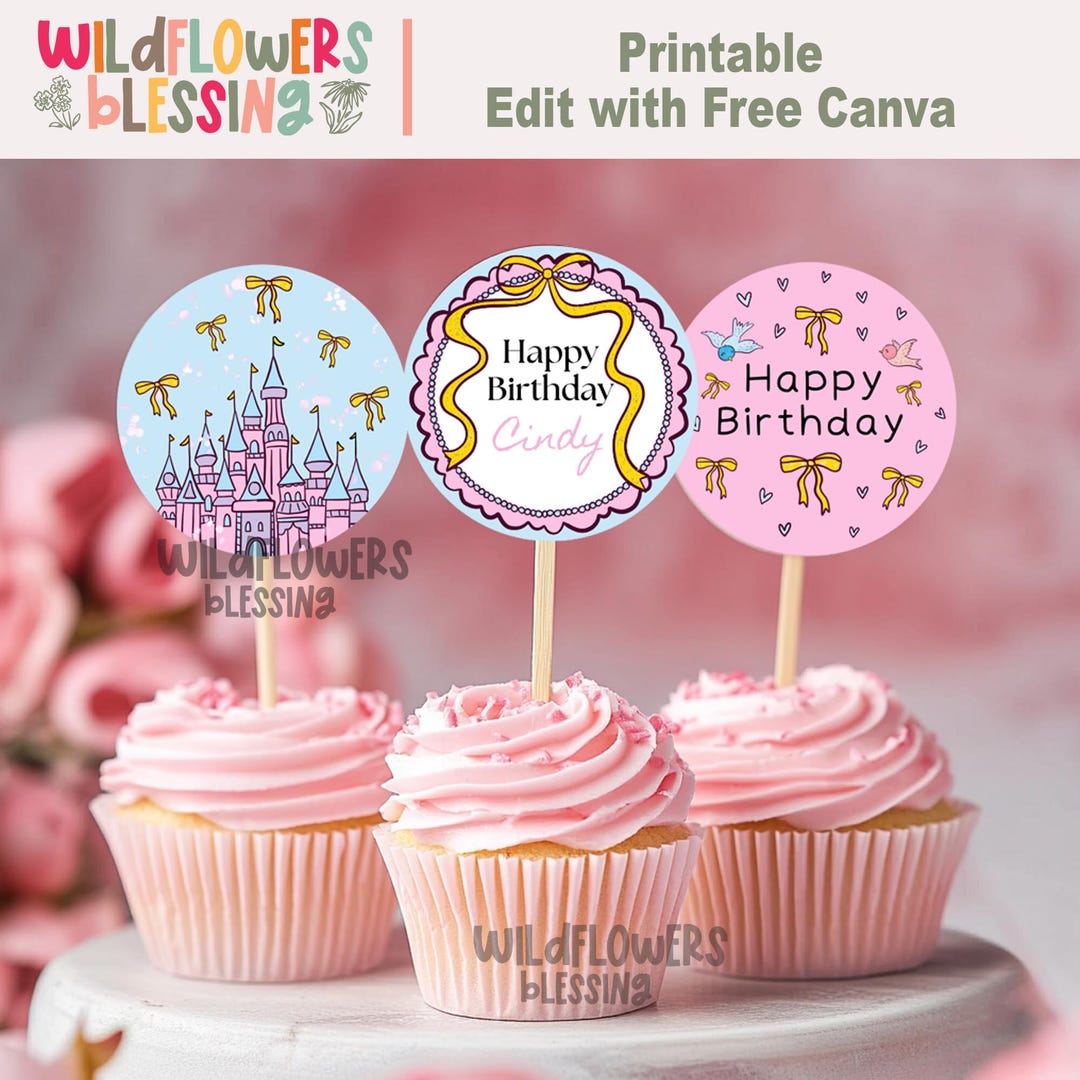 Printable Castle Birthday Cupcake Toppers: Hand-drawn Design (PDF) - Etsy